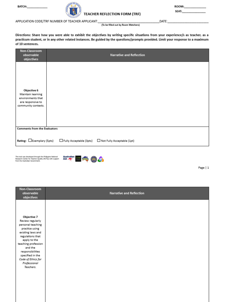 Teacher Reflection Form | PDF | Teachers | Narrative