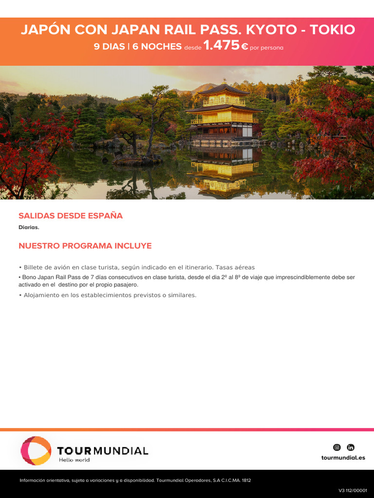 Japón Con Japan Rail Pass. Kyoto - Tokio 1.475: 9 Dias - 6 Noches | PDF | Tokio | Kyoto