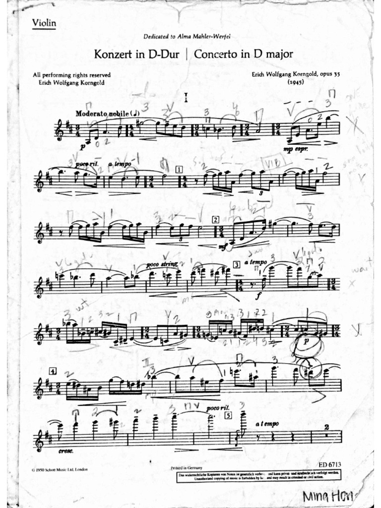 Korngold Violin Concerto | PDF