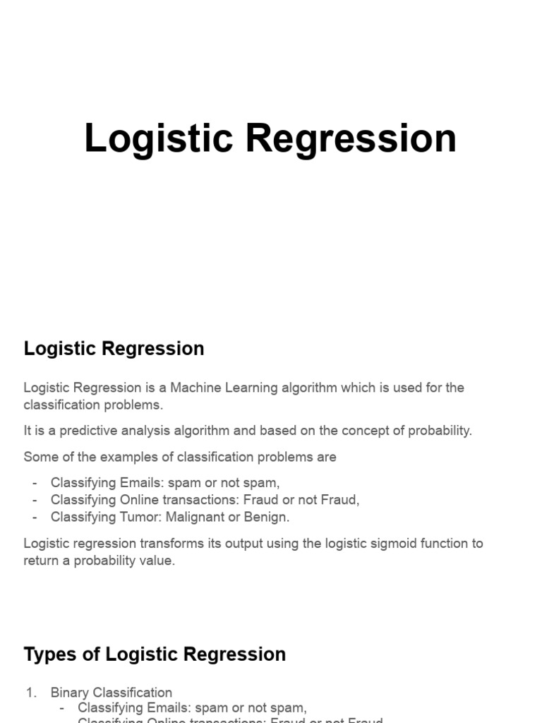 Logistic Regression | PDF | Statistical Classification | Logistic ... Logistic Regression | PDF | Statistical Classification | Logistic ...