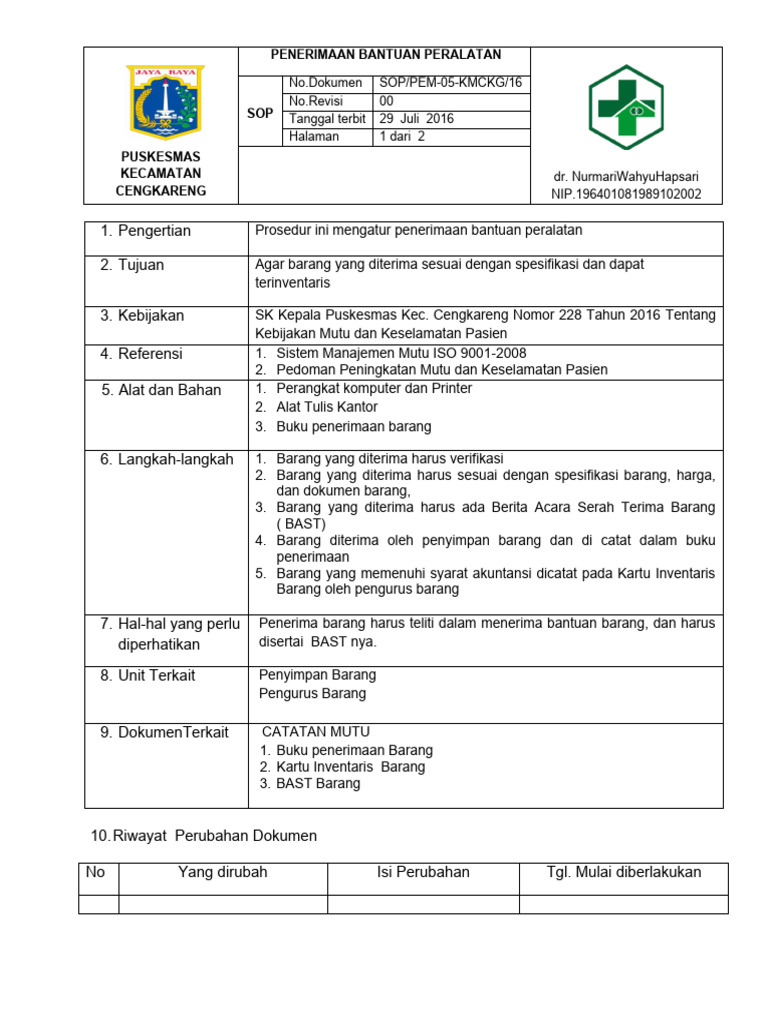 SOP Bantuan Peralatan | PDF