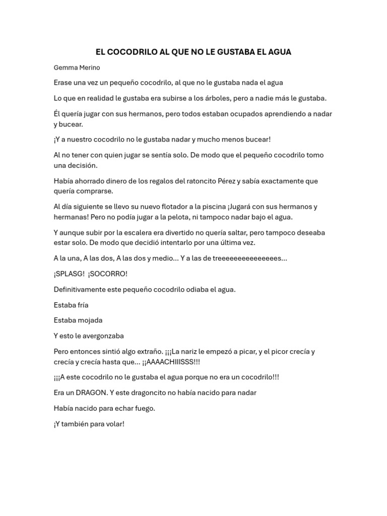 El Cocodrilo Al Que No Le Gustaba El Agua | PDF