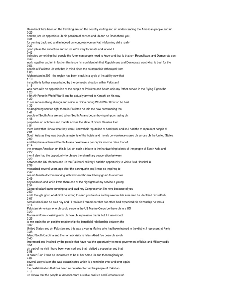 Complete Transcript of Donald Lu Hearing | PDF | Pakistan | Elections