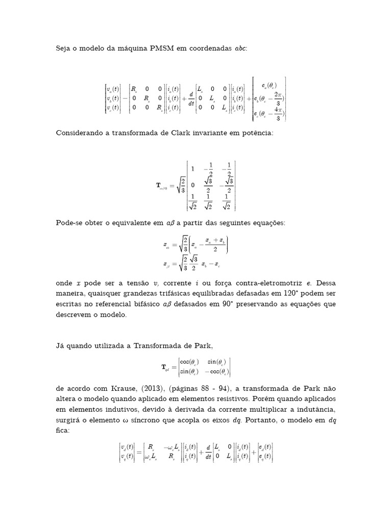 Modelo PMSM em Coordenadas abc e dq | PDF | Física Aplicada e ...