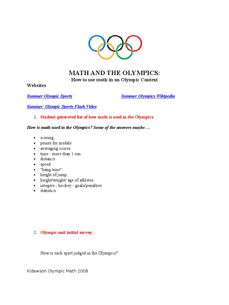 Math Applications in the Olympics | PDF | Track And Field | Olympic Games