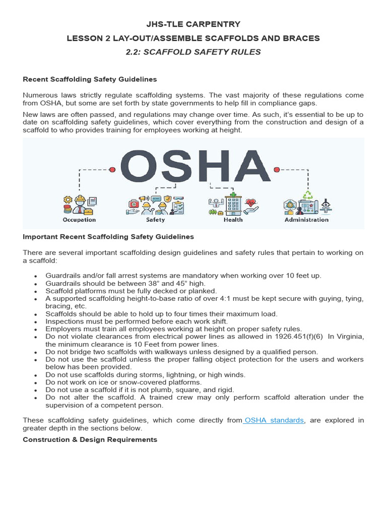 LESSON 2.2-Scaffold Safety Rules | PDF | Scaffolding | Safety