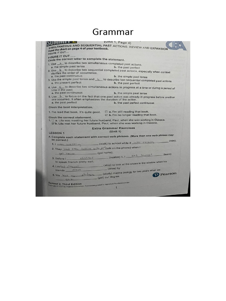 BOOKMATE UNIT 1 (grammar, vocabulary, reading, writing and Homework pag ...