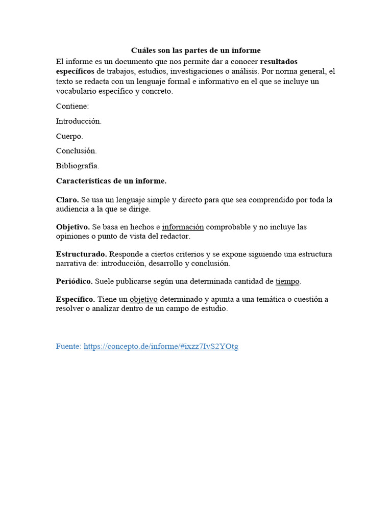Cuáles son las partes de un informe | PDF | Tesis | Dialéctico