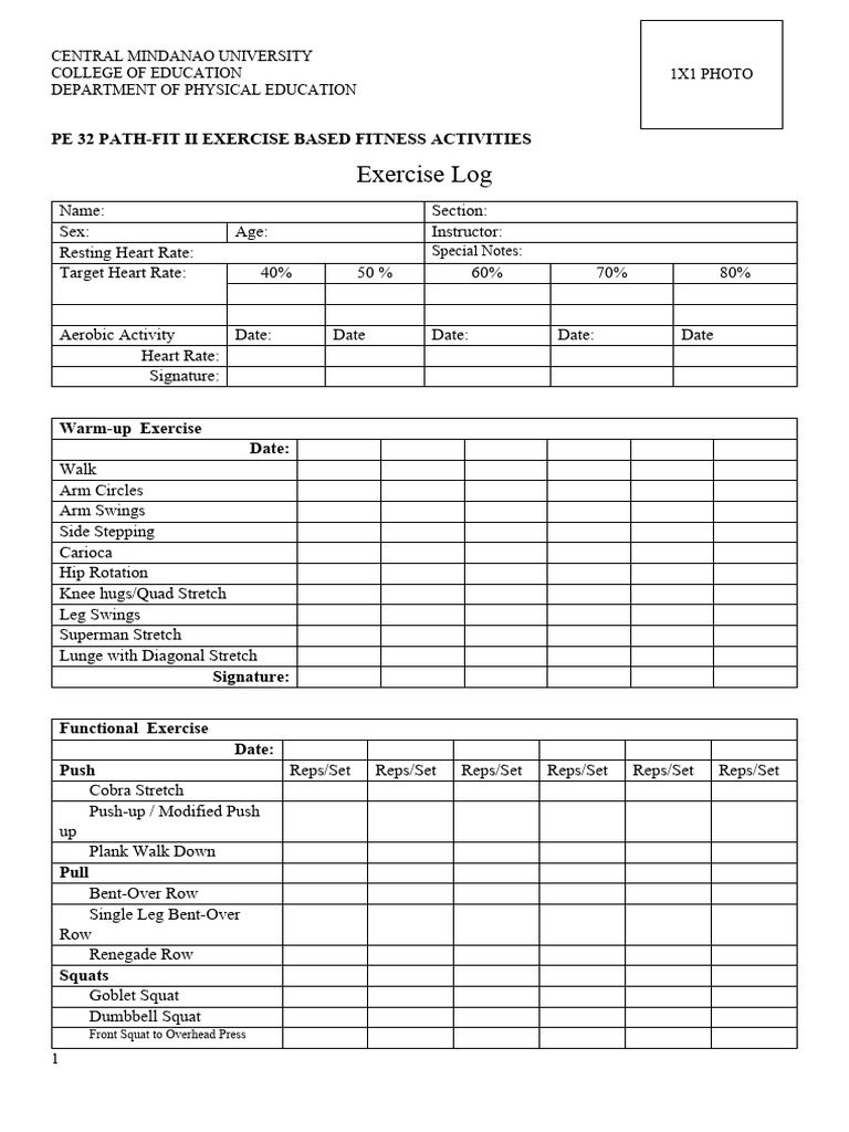 PE32-PathFitII_exercise-log-form | PDF | Kettlebell | Weight Training