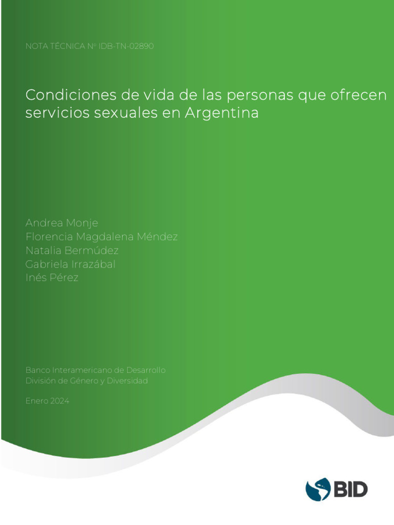 Condiciones de Vida de Las Personas Que Ofrecen Servicios Sexuales en Argentina | PDF ...