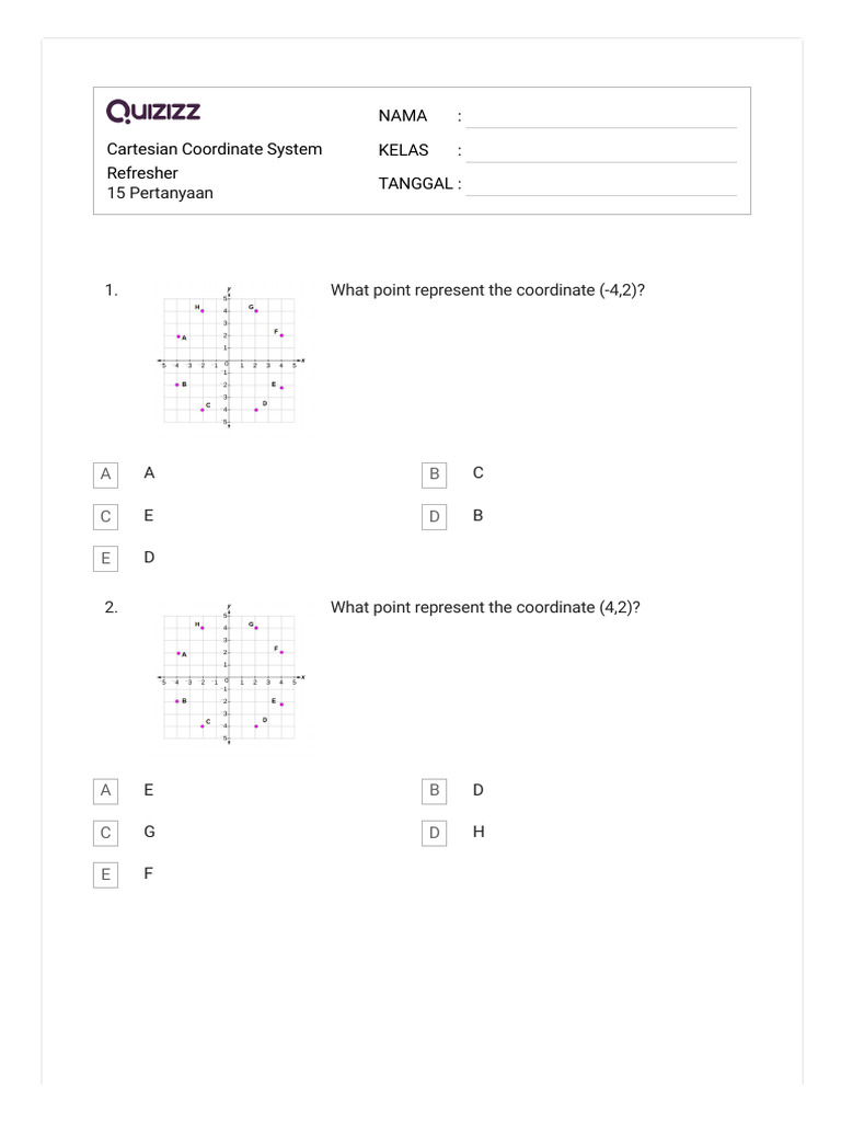 Cartesian Coordinate System Refresher Pdf Analytic Geometry Mathematical Notation