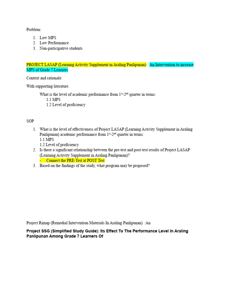 Enhancing Grade 7 MPS with LASAP | PDF