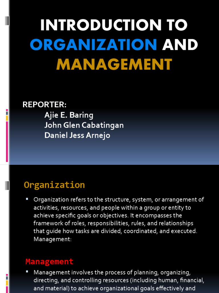 2introduction To Organization and Management | PDF | Partnership | Business