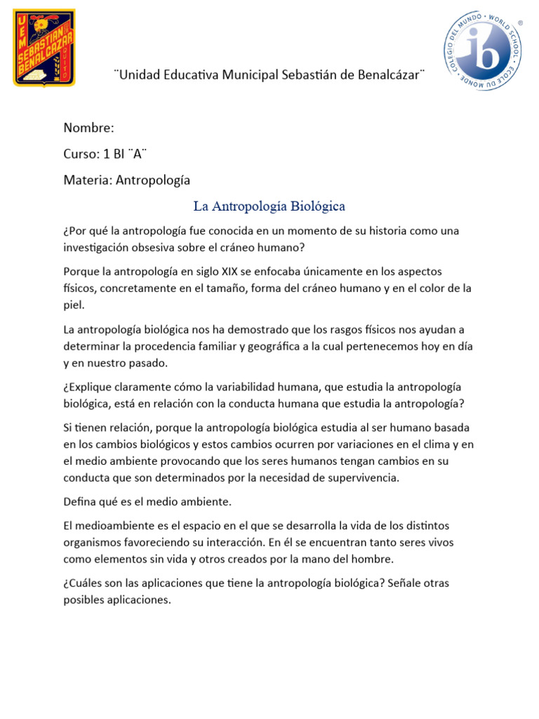 Antropología Biológica: Conceptos Clave | PDF | Antropologia Biologica ...