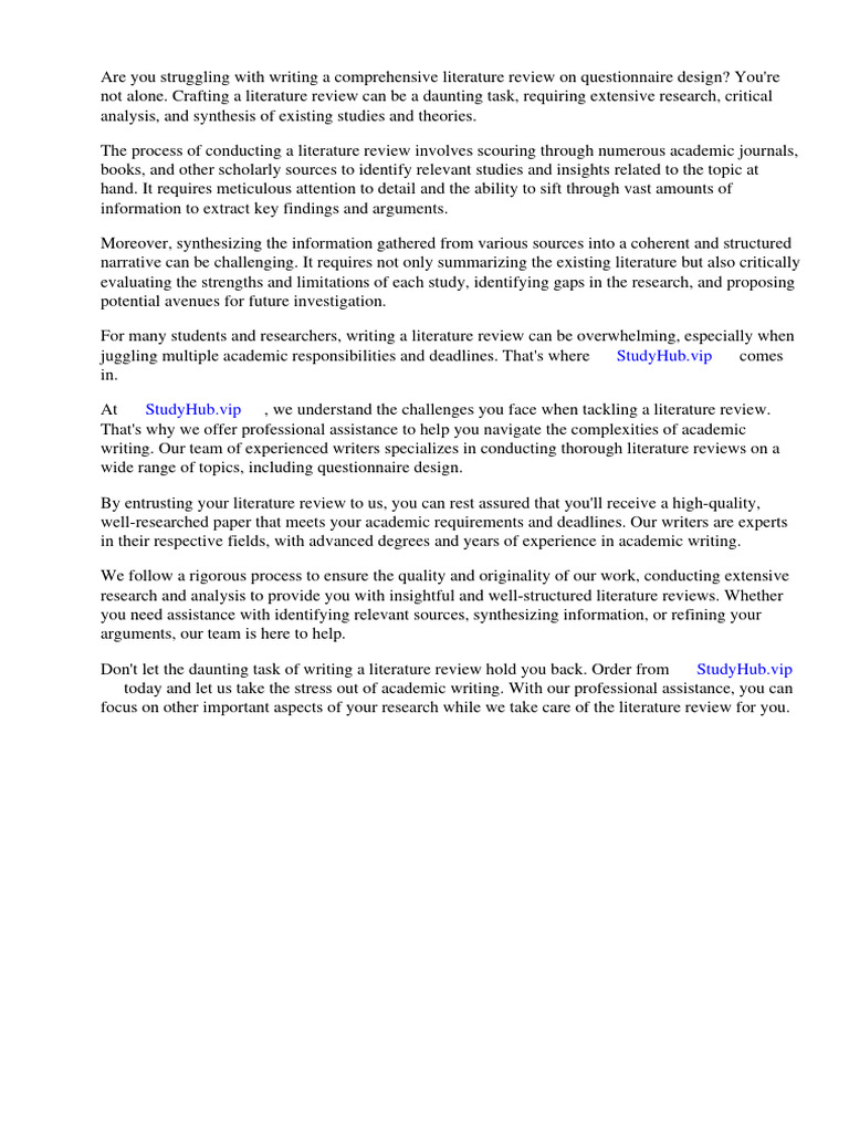 Questionnaire Design Literature Review | PDF | Literature Review | Thesis