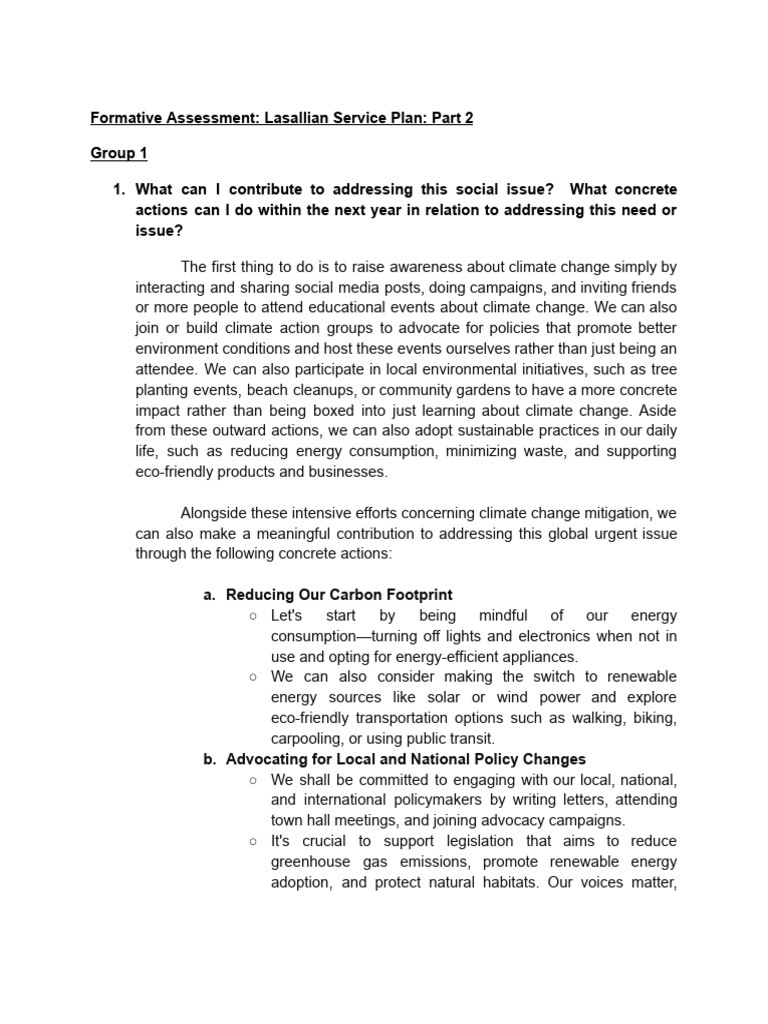 Formative Assessment | PDF | Climate Change | Climate Change Mitigation
