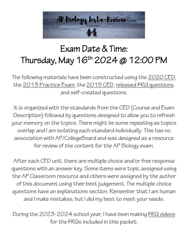 AP Biology 2024 Exam Review Guide | PDF | Nucleic Acids | Chemical Polarity