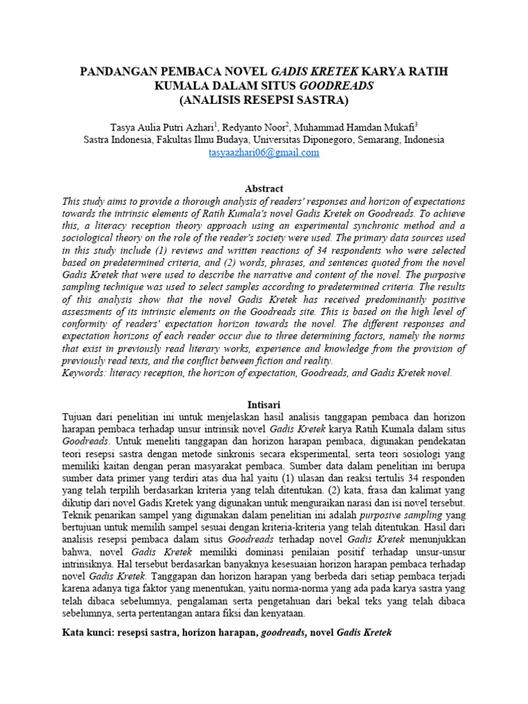 Artikel (1) Tasya Aulia Putri Azhari | PDF | Writing