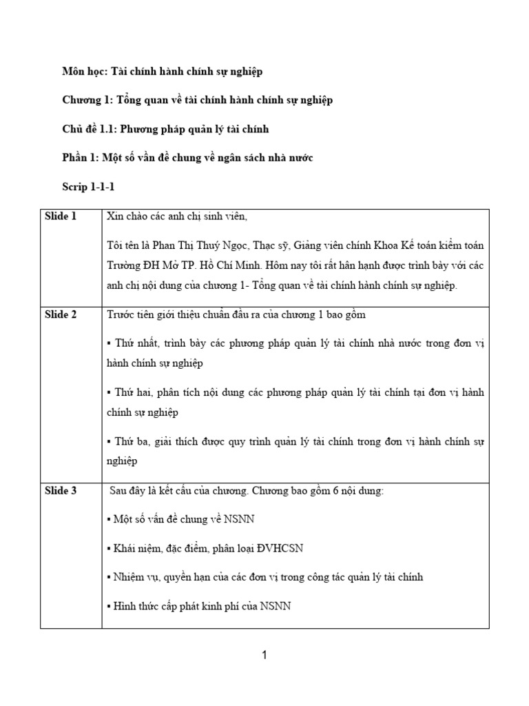 TCHCSN C1 CD1.1.1 Script | PDF
