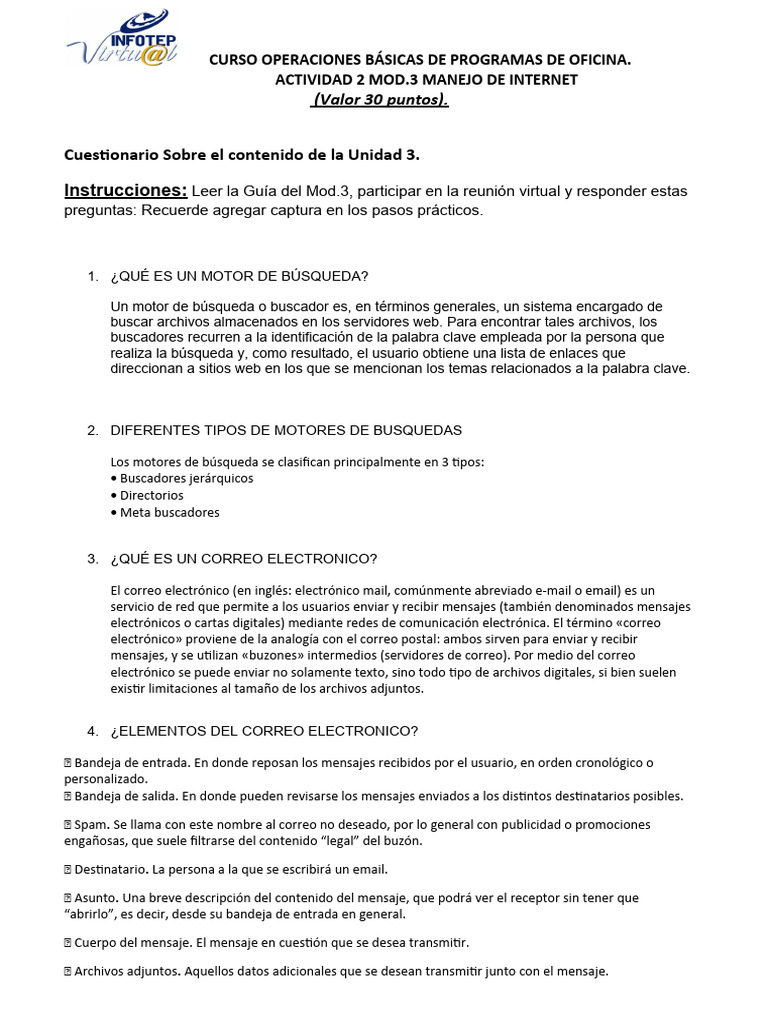 Actividad 2 Mod.3 Manejo de Internet | Descargar gratis PDF | Informática | ciberespacio