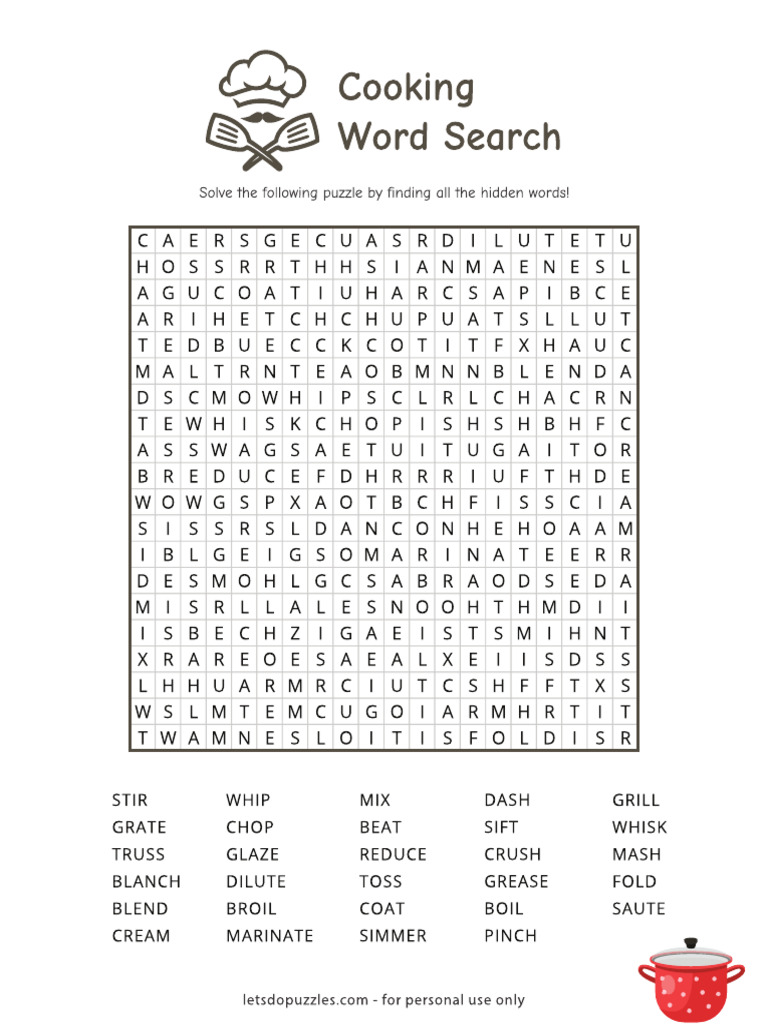 Cooking Word Search | PDF
