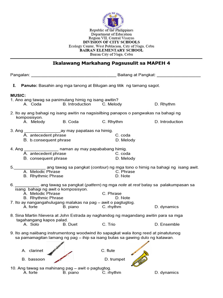 Mapeh 4 PT | PDF