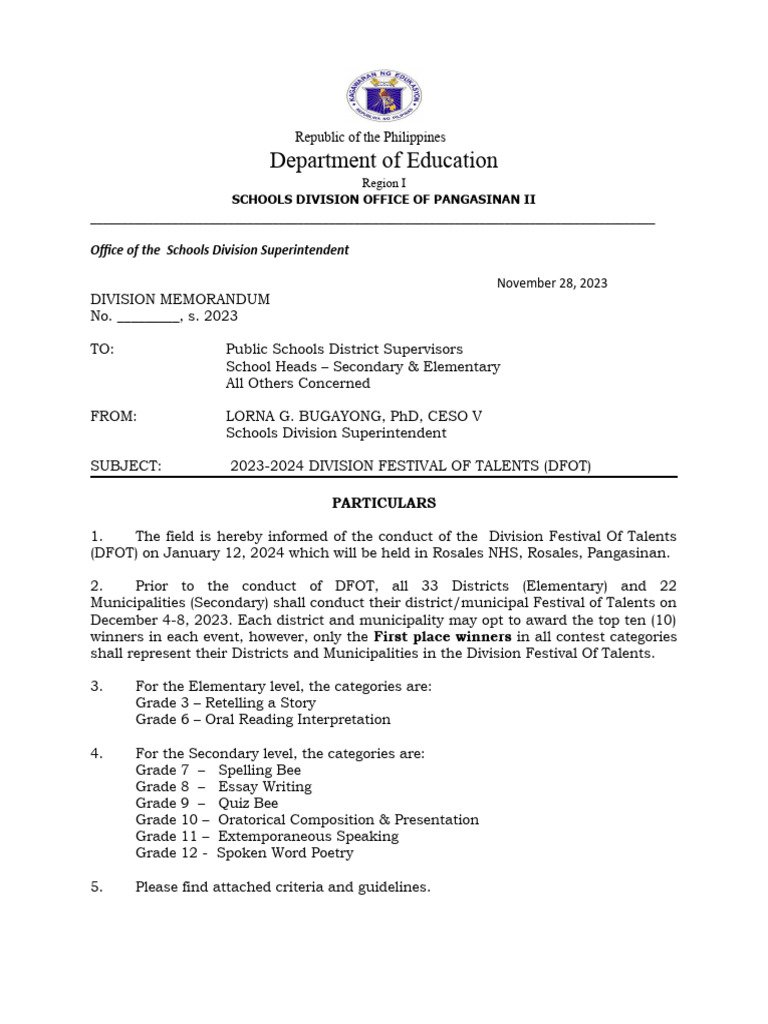 Memo On 2023 DFOT | PDF | Human Communication | Linguistics