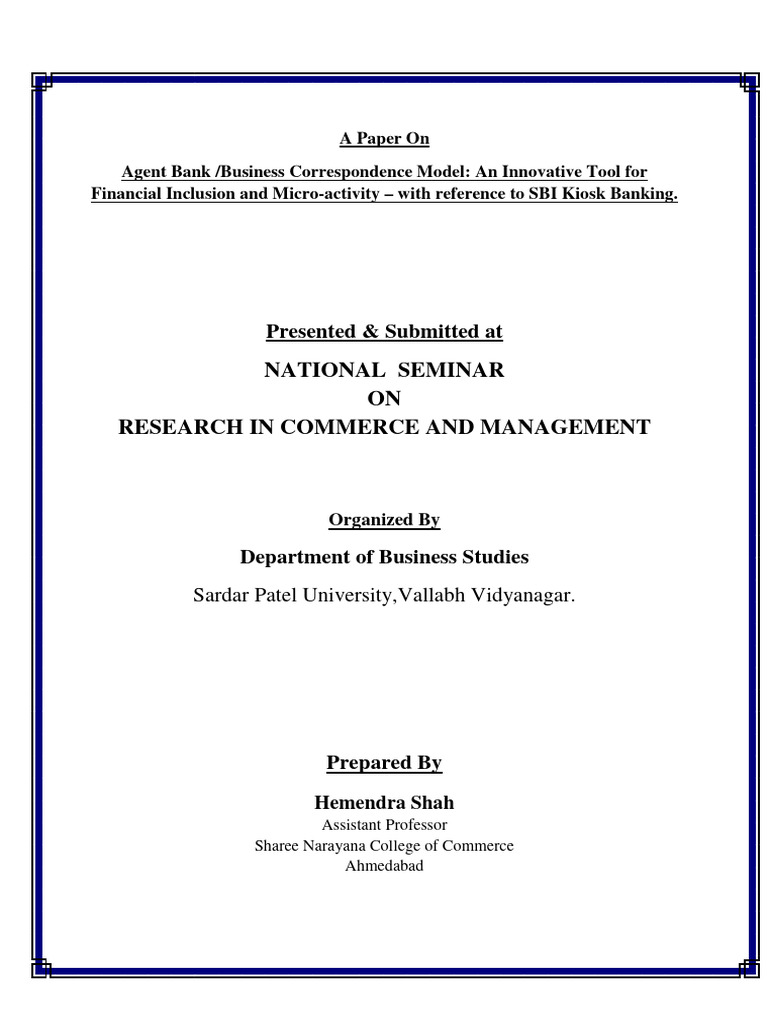 3 Paper Agent Bank | PDF | Financial Inclusion | Microfinance