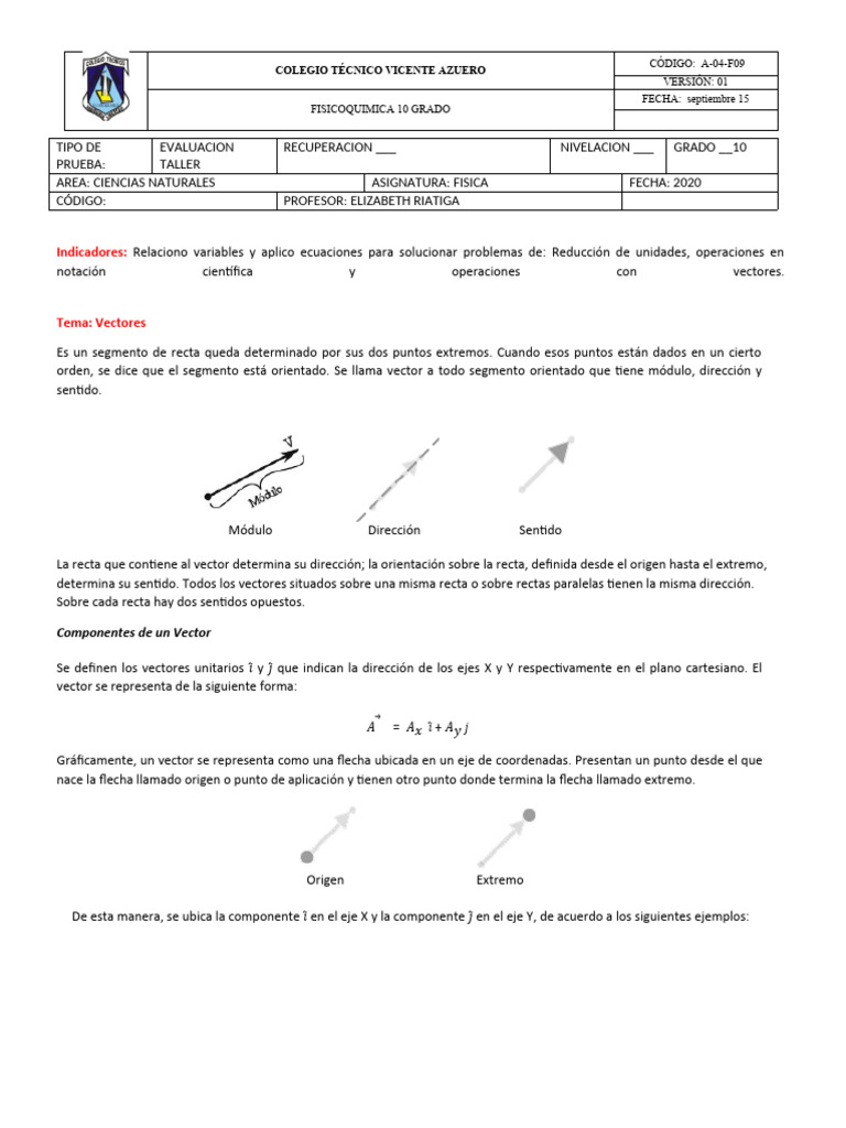 Vectores en Física: Conceptos y Ejemplos | PDF | Vector Euclidiano ...