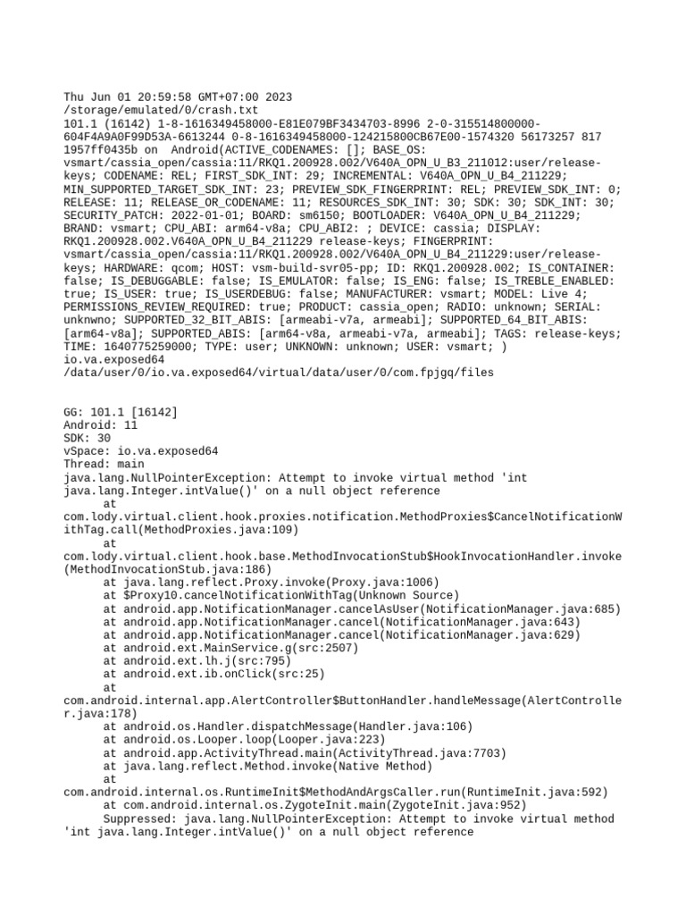 Crash | PDF | Java (Programming Language) | Android (Operating System)