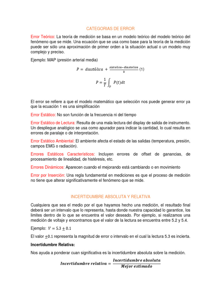 Categorias de Error 2024 | PDF | Medición | Incertidumbre