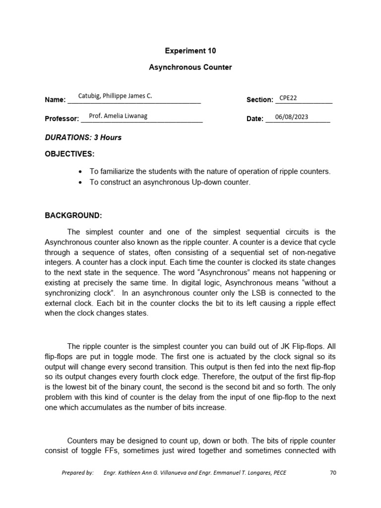 Experiment 10 Asynch Counter | PDF | Electrical Engineering | Information And Communications ...