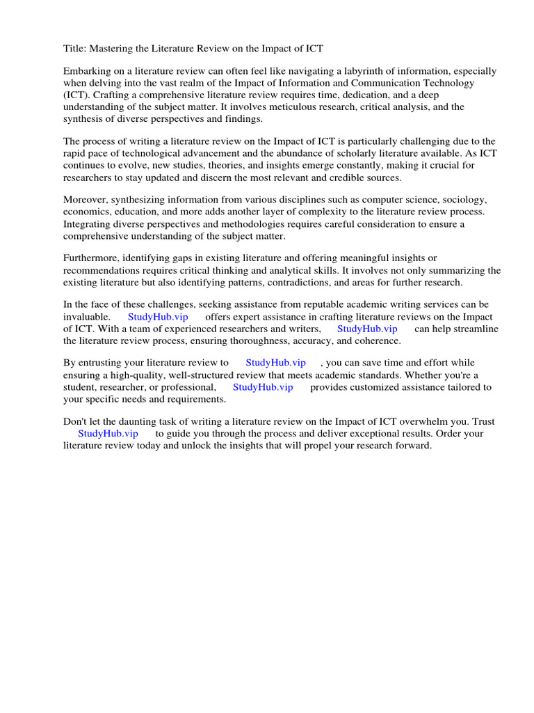 Literature Review On Impact of Ict | PDF | Information And Communications Technology | Libraries
