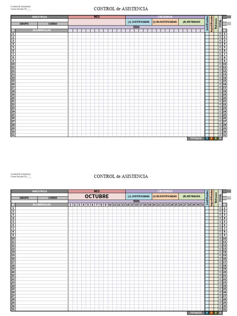 Control de Asistencias 2024 | PDF