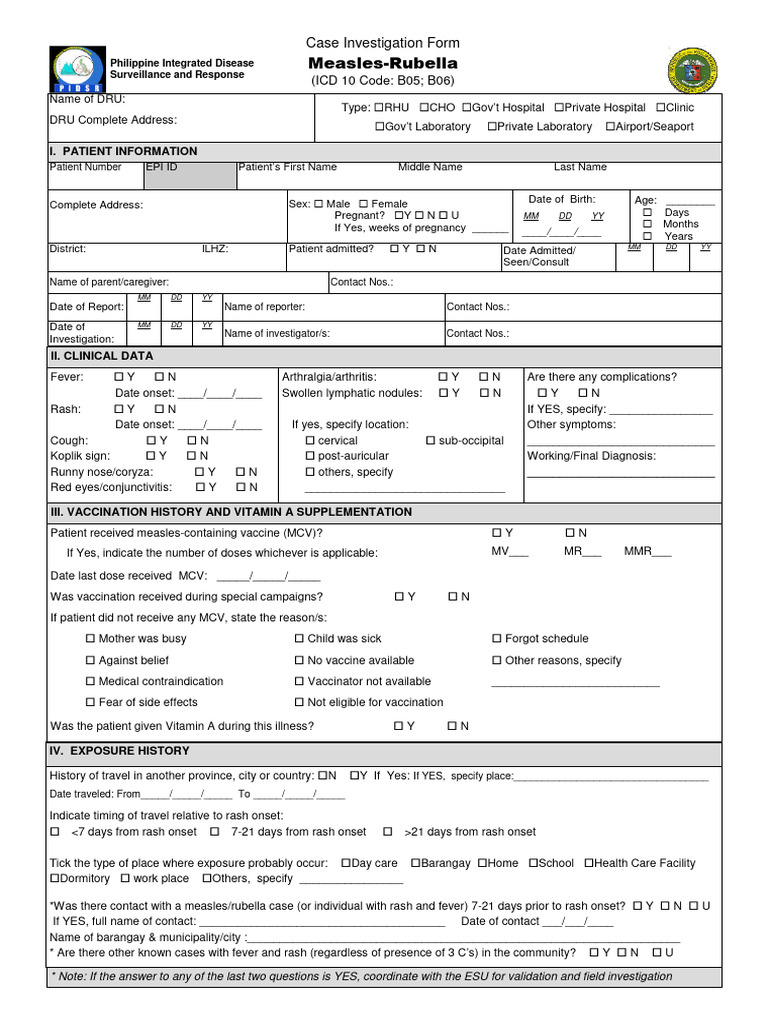 Case Investigation Form - Measles-Rubella | Download Free PDF | Measles ... Case Investigation Form - Measles-Rubella | Download Free PDF | Measles ...