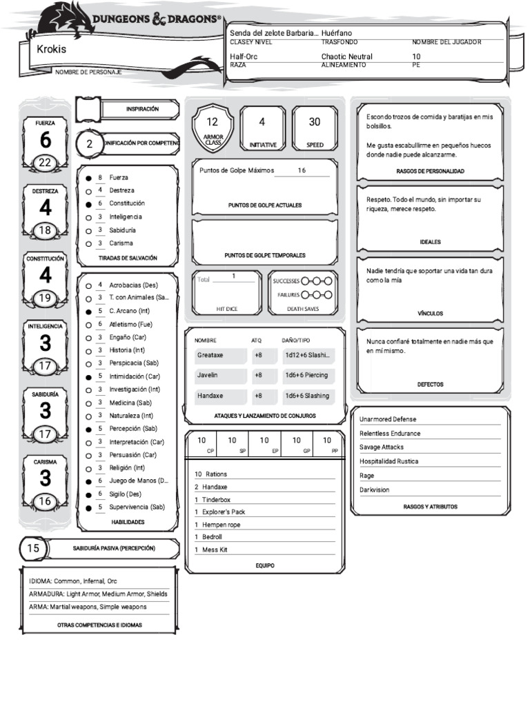 Krokis - Roll20 Characters | PDF
