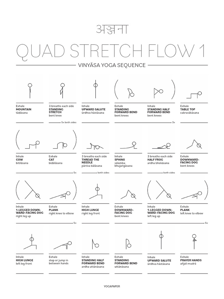 Quad Stretch Flow Yoga Sequence A4 Free | PDF