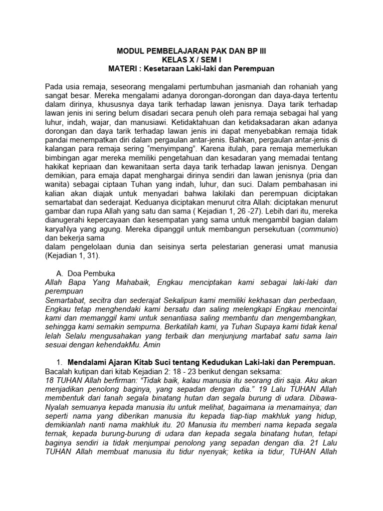 Kesetaraan Gender Remaja | PDF