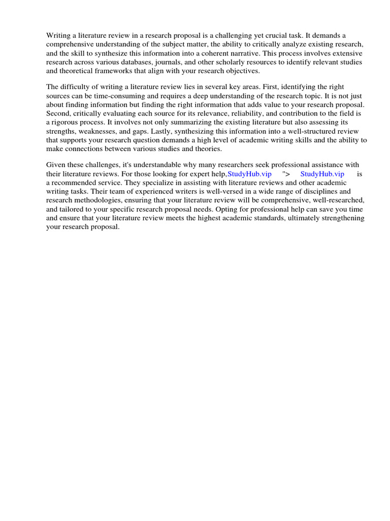 Example of A Literature Review in A Research Proposal | PDF ...