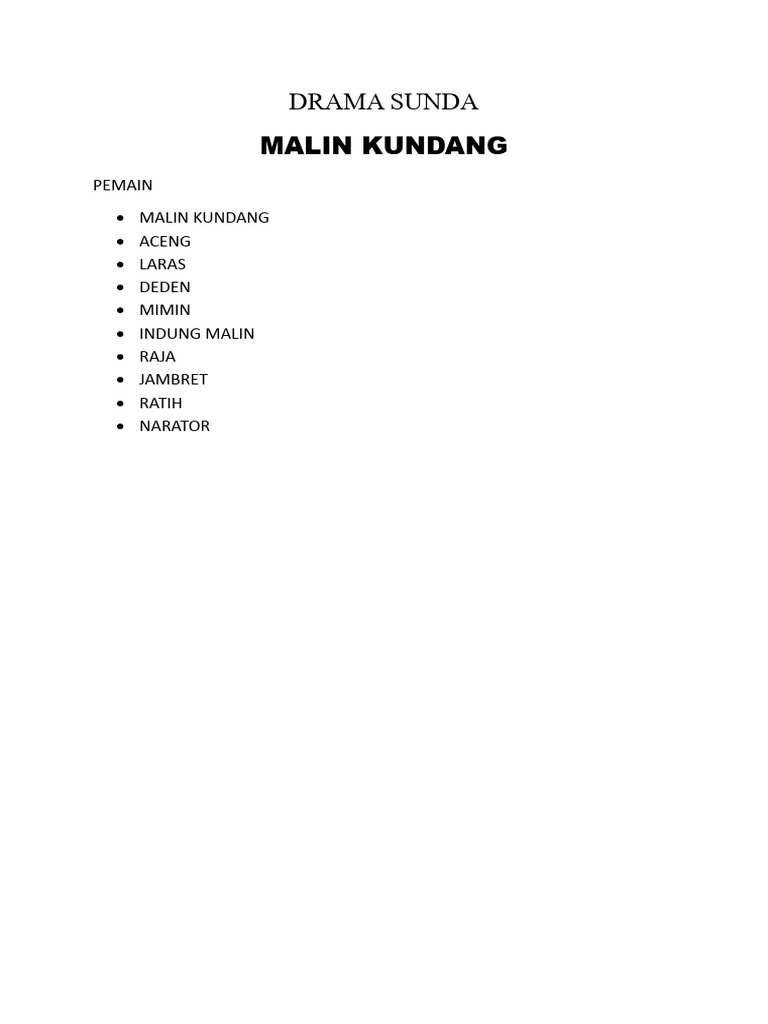 DRAMA SUNDA malin kundang | PDF