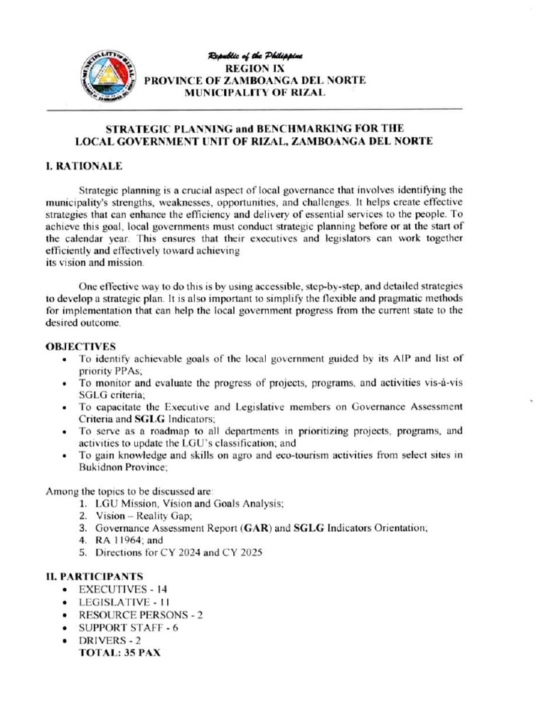 Revised Activity Design - RizalZN Strat Planning | PDF