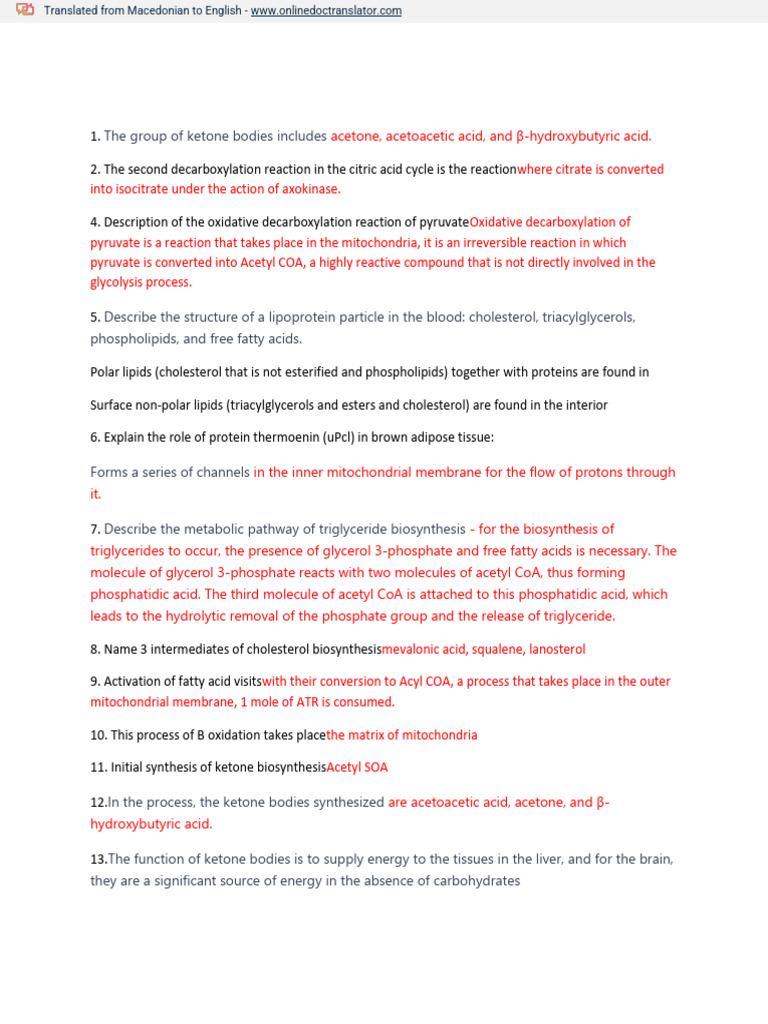 Biochemistry 2, Second Colloquim (Study Questions, Second Document ...