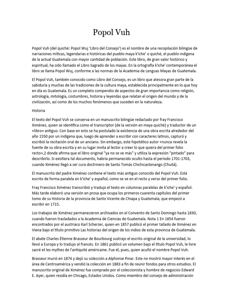 Popol Vuh | PDF | Pueblos mayas
