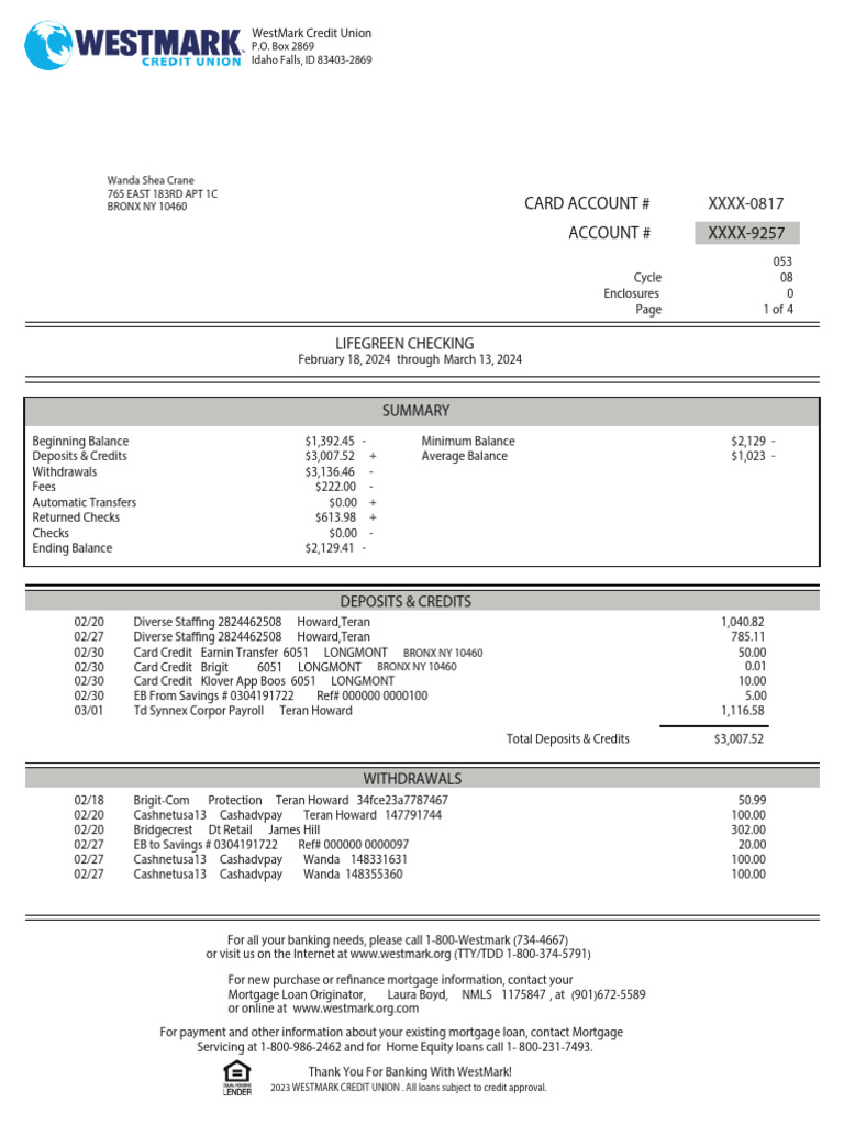 Westmark Credit Union2 | PDF | Overdraft | Financial Services