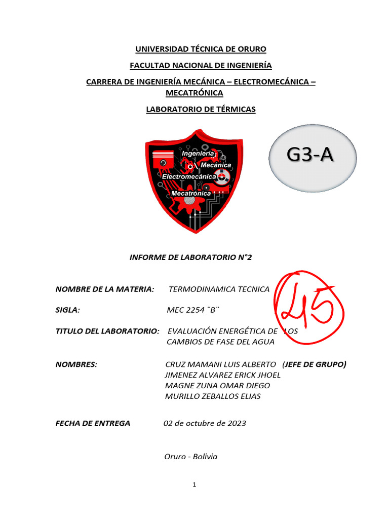 L2, M2254, G3-A, Cruz Mamani, Luis Alberto | PDF | Combustión | Calor