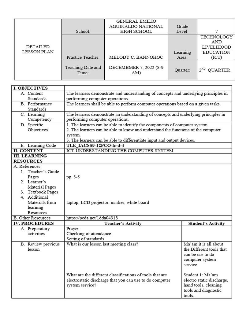 Lessonplan (ICT) Keyboard | PDF | Computer Hardware | Computer Monitor