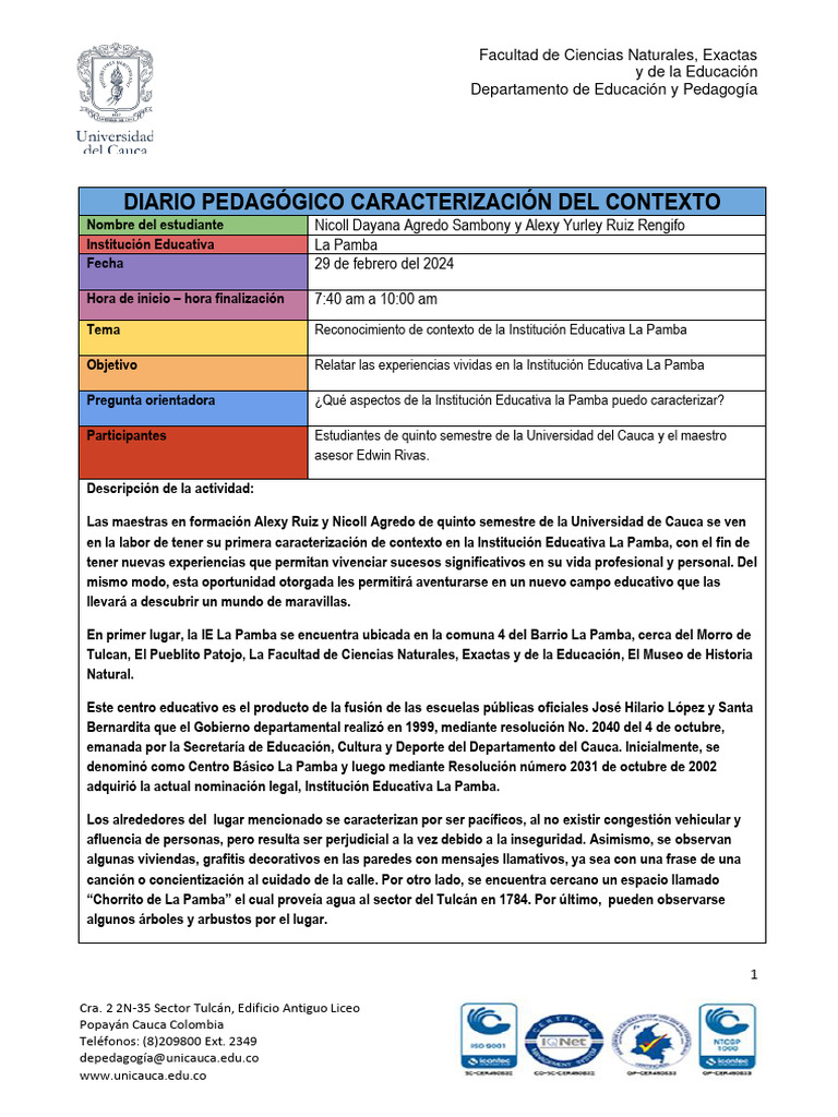 Formato Diario Pedagógico | PDF | Plan de estudios | Enseñando