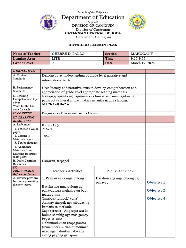 COT - DLP - MTB 2 March 2024 | PDF