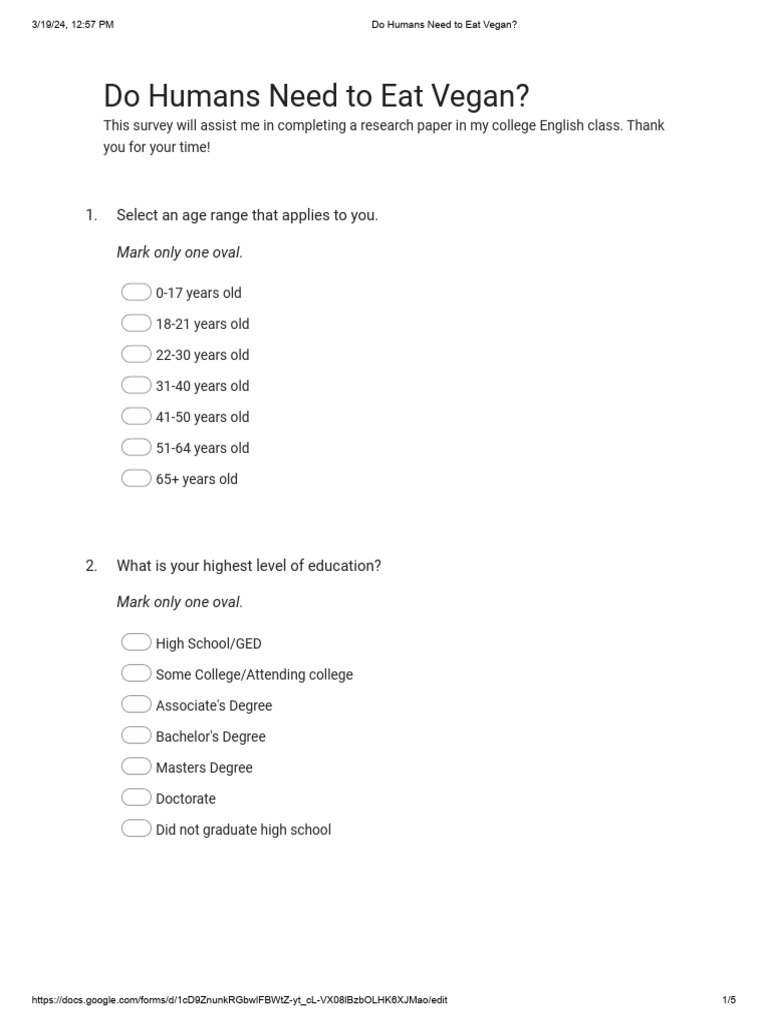 Do Humans Need a Vegan Diet? | PDF | Diet (Nutrition) | Diet & Nutrition