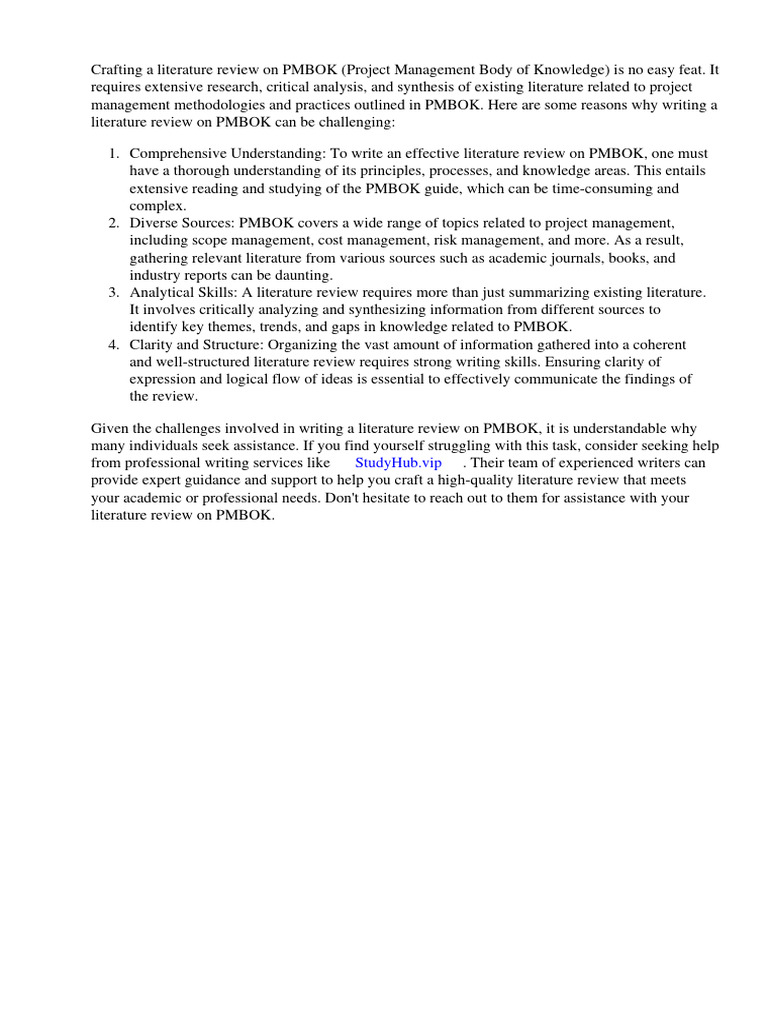 Literature Review On Pmbok | PDF | Project Management | Literature Review